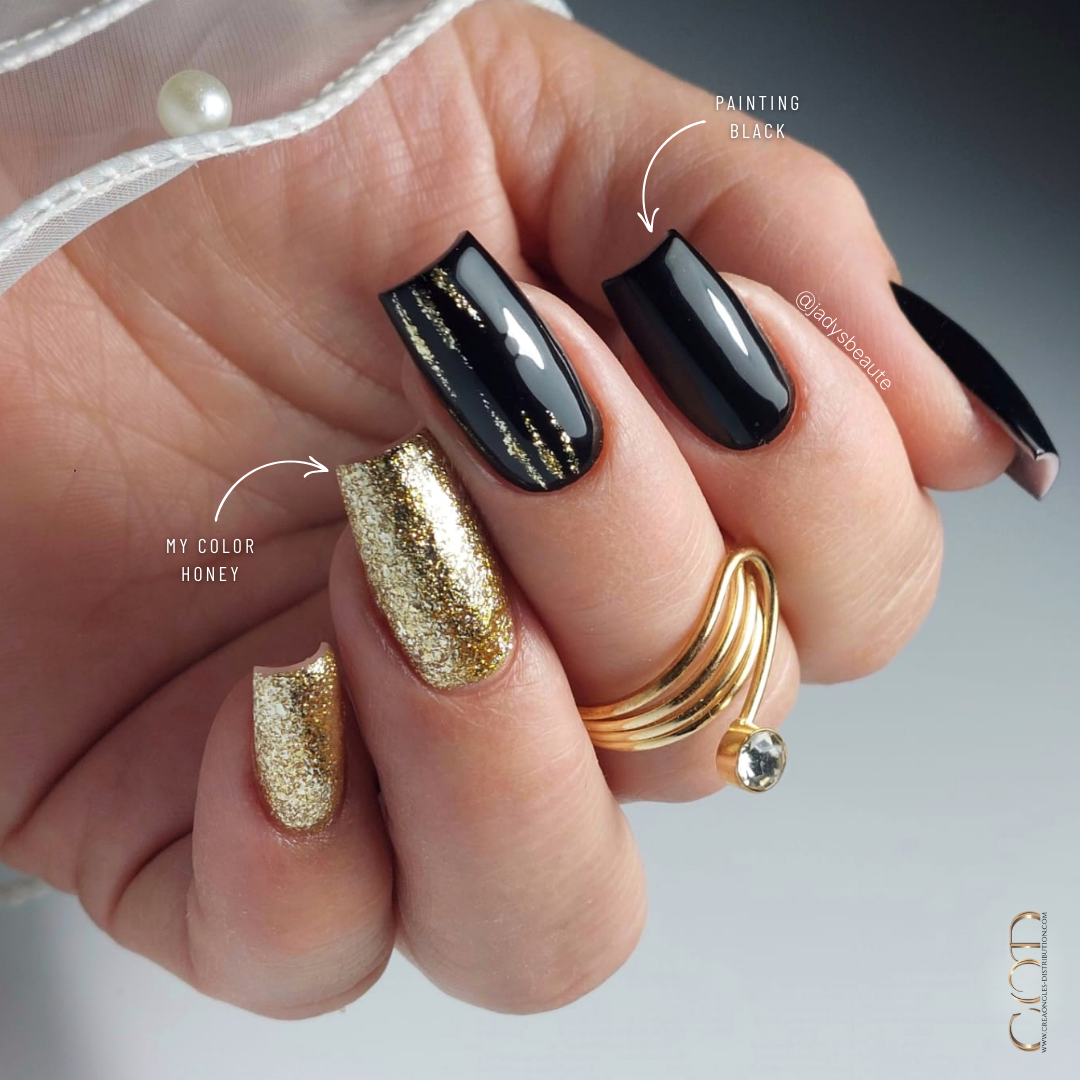 My Color Honey – Vernis semi-permanent Or Bronze à Flakes Métalliques